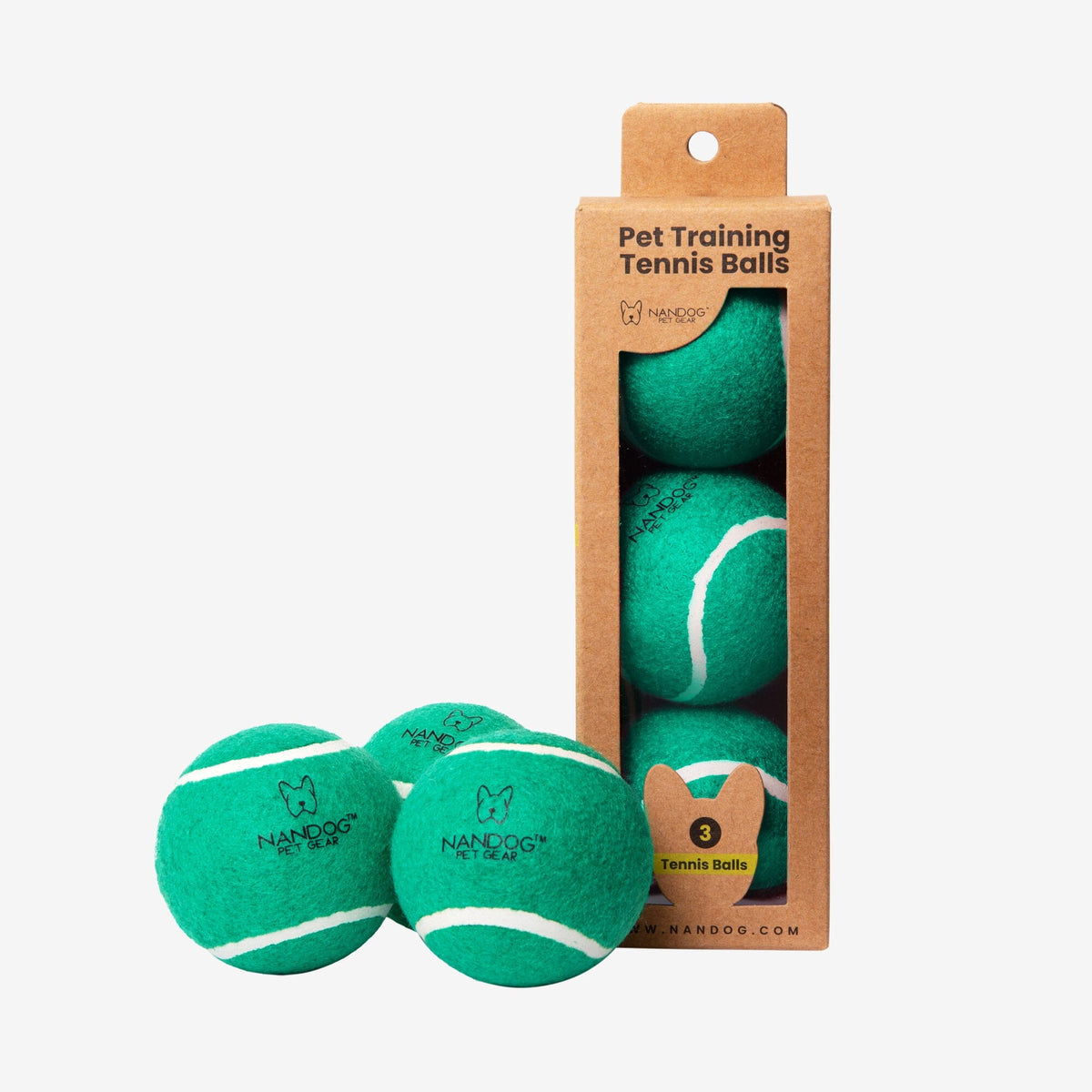 Nandog Dog Tennis Training Balls Set - Green, Durable & Engaging ...