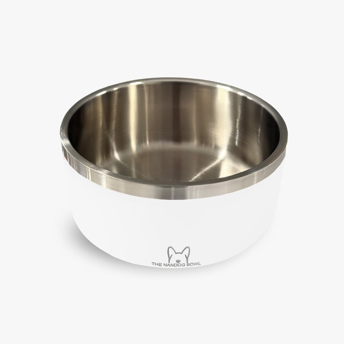 The Nandog Stainless Steel Anti-Skid Dog Bowl in White – Nandog Pet Gear™